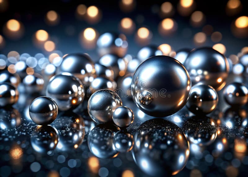 Floating Silver Orbs in a Dark Nebula Mesmerizing TiltShift Abstract Space Art Stock ...