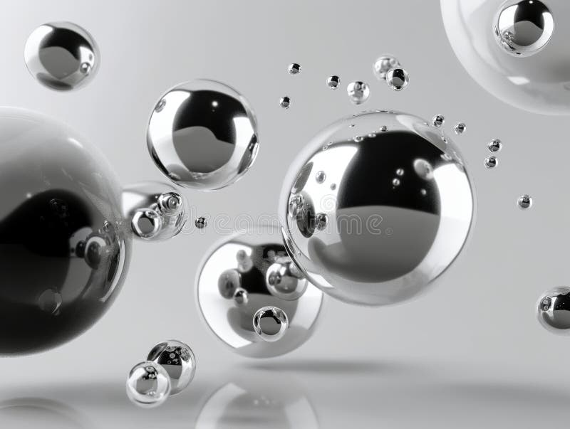 Floating Silver Spheres stock image. Image of abstract - 309926405