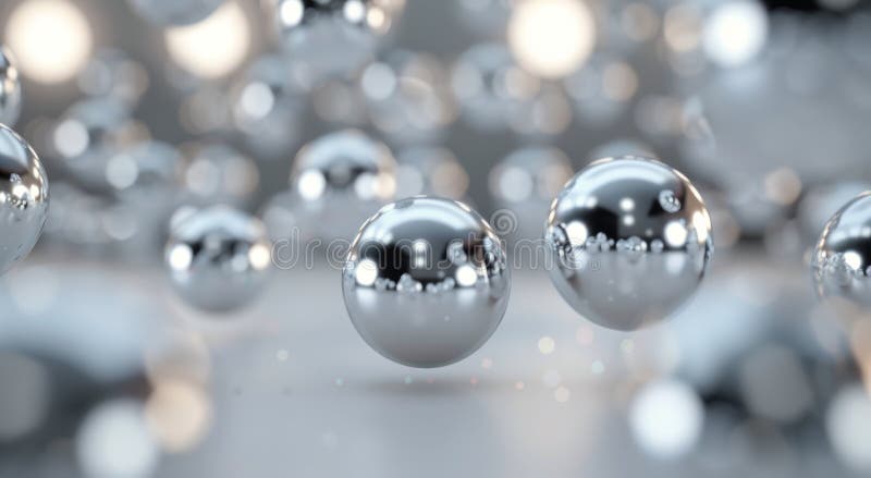 Floating Silver Spheres on a Soft Gray Background Stock Photo - Image ...