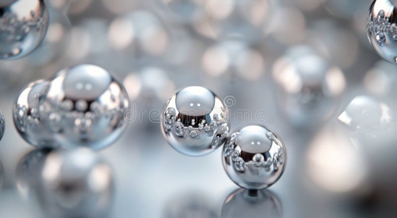 Floating Silver Spheres on a Soft Gray Background Stock Photo - Image ...