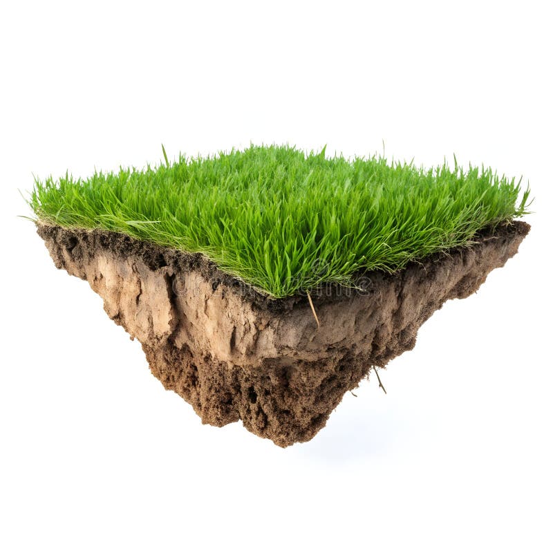 A Floating Slice of Land with a Green Grass Surface Isolated on White ...