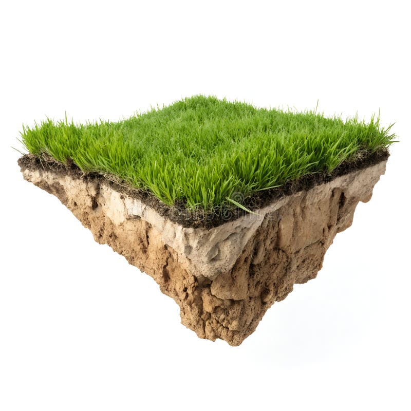 Floating Slice of Land with Green Grass Surface, Surreal Concept ...