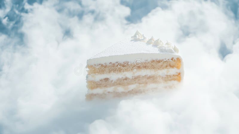 Floating Slice of Tres Leches Cake in Mist Stock Photo - Image of ...
