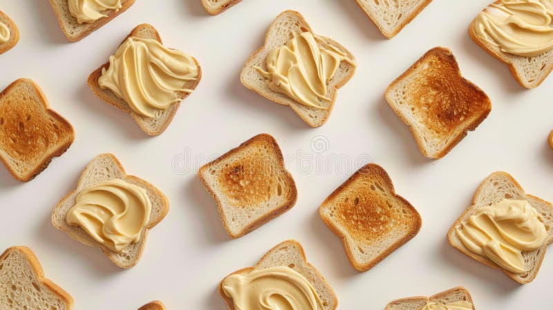 Floating Slices of Bread with Spreads Captured from Above Stock ...
