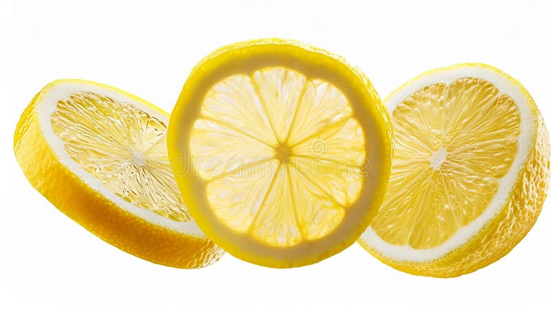 Floating Slices of Lemon Isolate on White Background PNG Stock ...