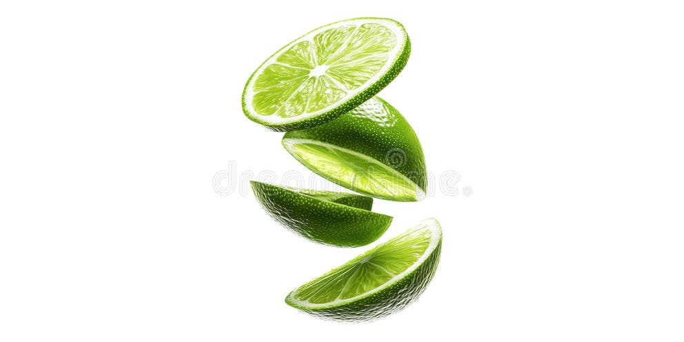 Floating Slices of Lime Isolated on Transparent Background Stock Photo ...