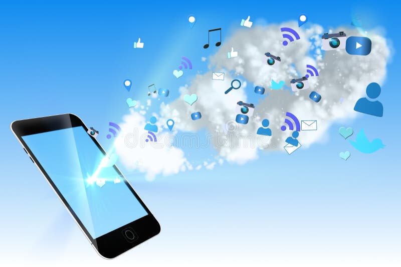 Apps Icons Floating From Smartphone Stock Vector - Illustration of ...