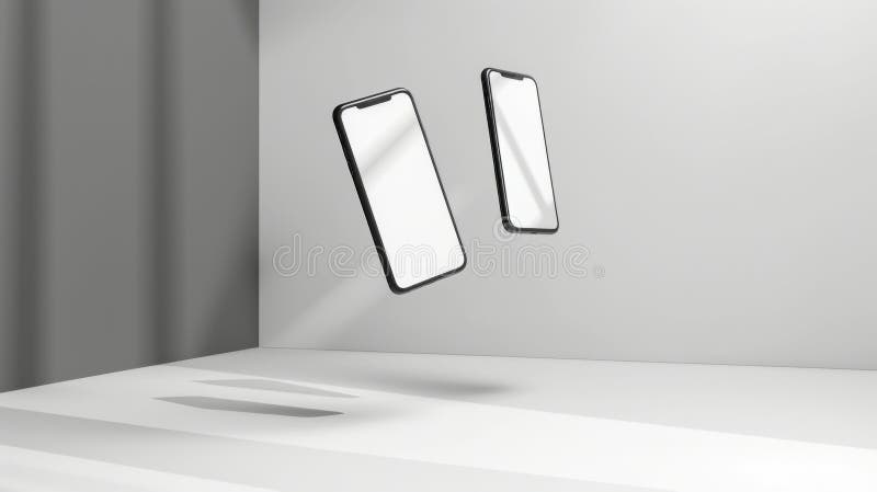 Floating Smartphones in Minimalistic Setting Showcasing Modern ...