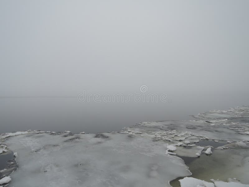 Floating Smelting Ice Snow Pieces on the River in Spring, Norwegian ...