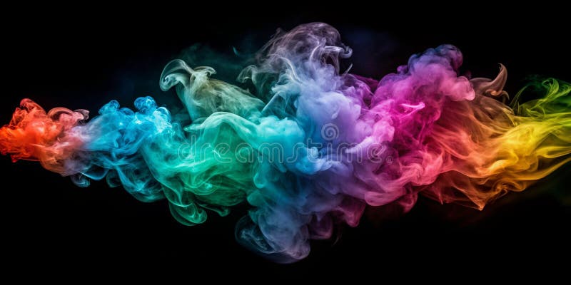 Floating Smoke Like Shapes in Various Colors on a Black Background ...