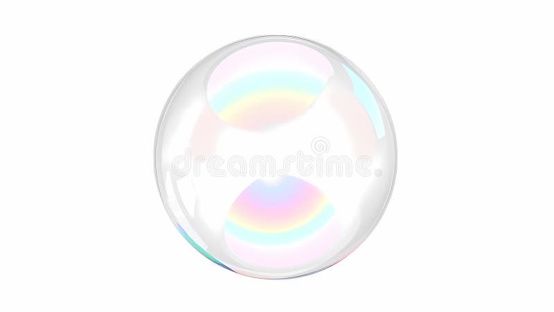 Floating Soap Bubble with Rainbow Reflections on a White Background ...