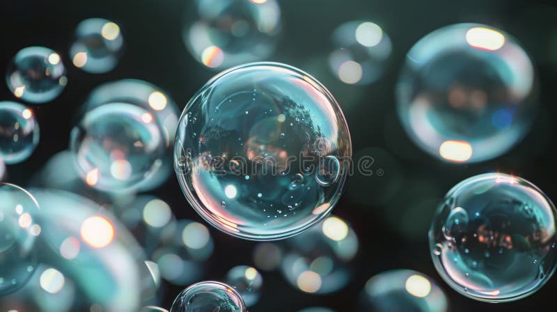 Colorful Bubbles Floating Air Reflecting Light Creating Whimsical ...