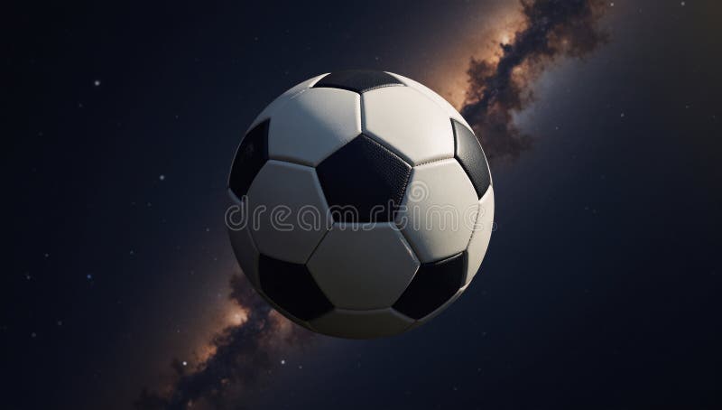 Floating Soccer Ball Against Starry Backdrop Space Stock Illustration ...