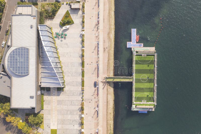Floating Soccer Field on Ocean in Qingdao, China Stock Photo - Image of ...