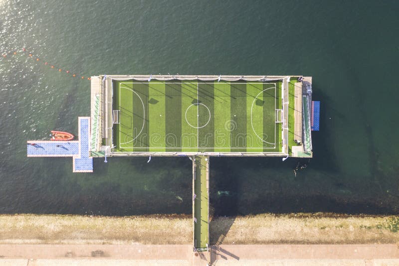 Floating Soccer Field on Ocean in Qingdao, China Stock Photo - Image of ...