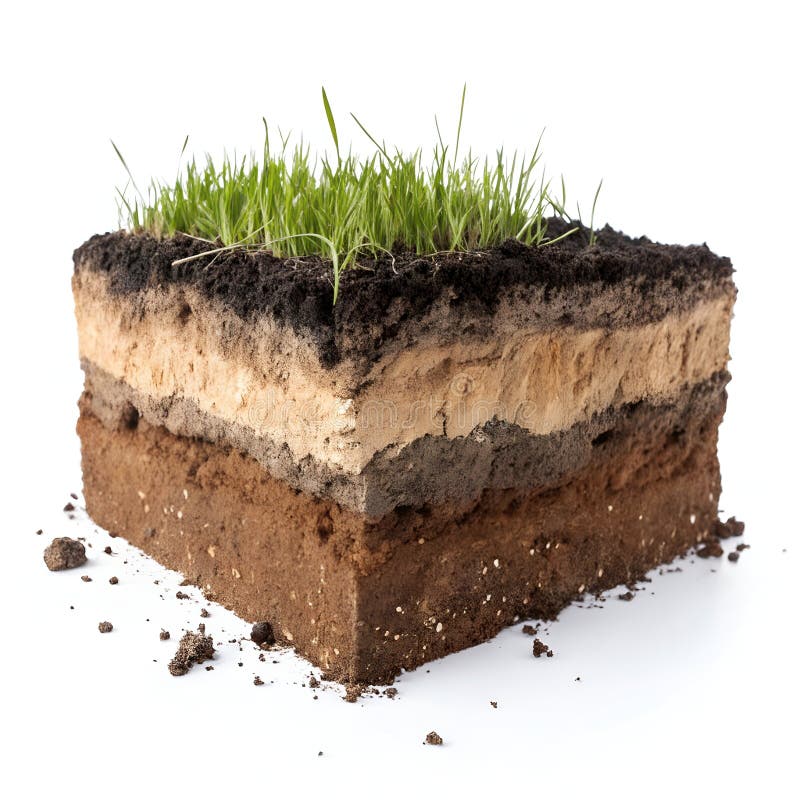 Floating Soil Cross-section Isolated on White Background Stock ...