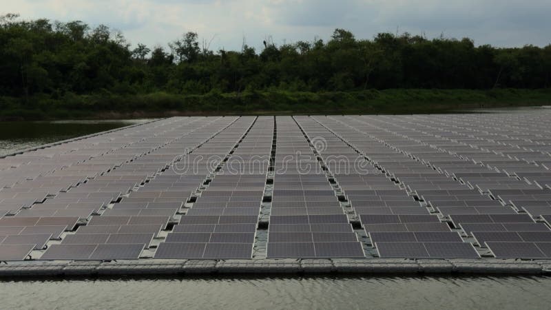 Floating Solar Cell Power Plant Generate the Electric on Lake Stock ...