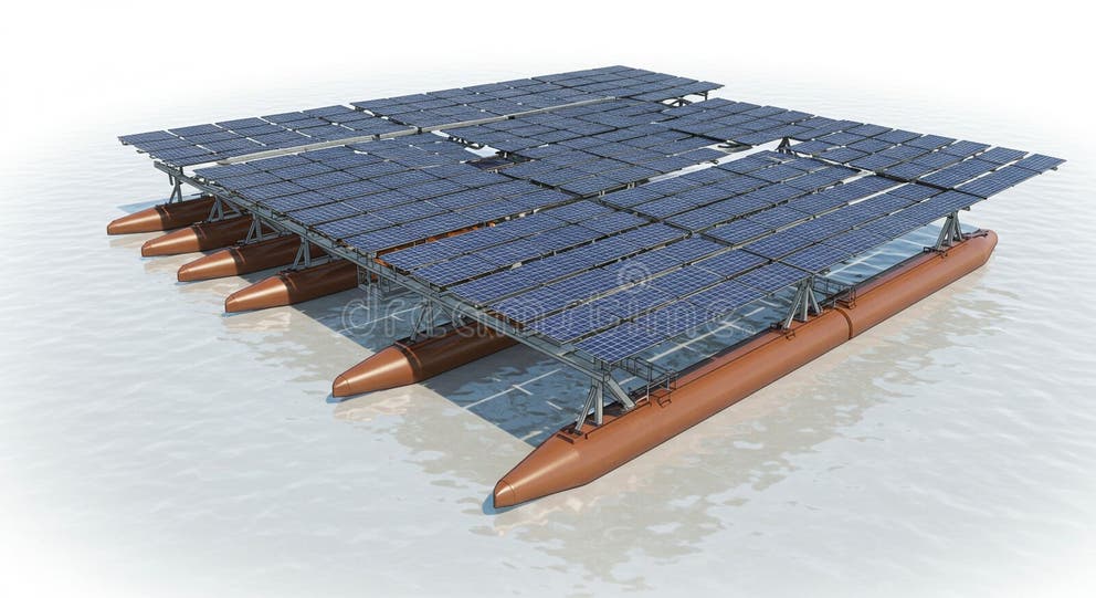 Floating Solar Panel Array on Calm Water, Consisting of Multiple ...