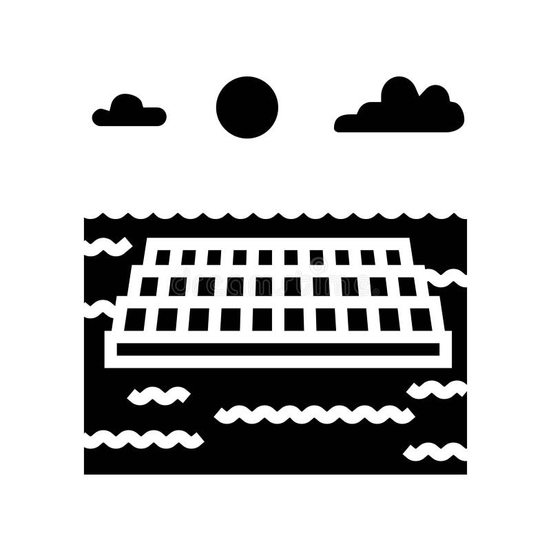 Floating Solar Panel Glyph Icon Vector Illustration Stock Illustration ...