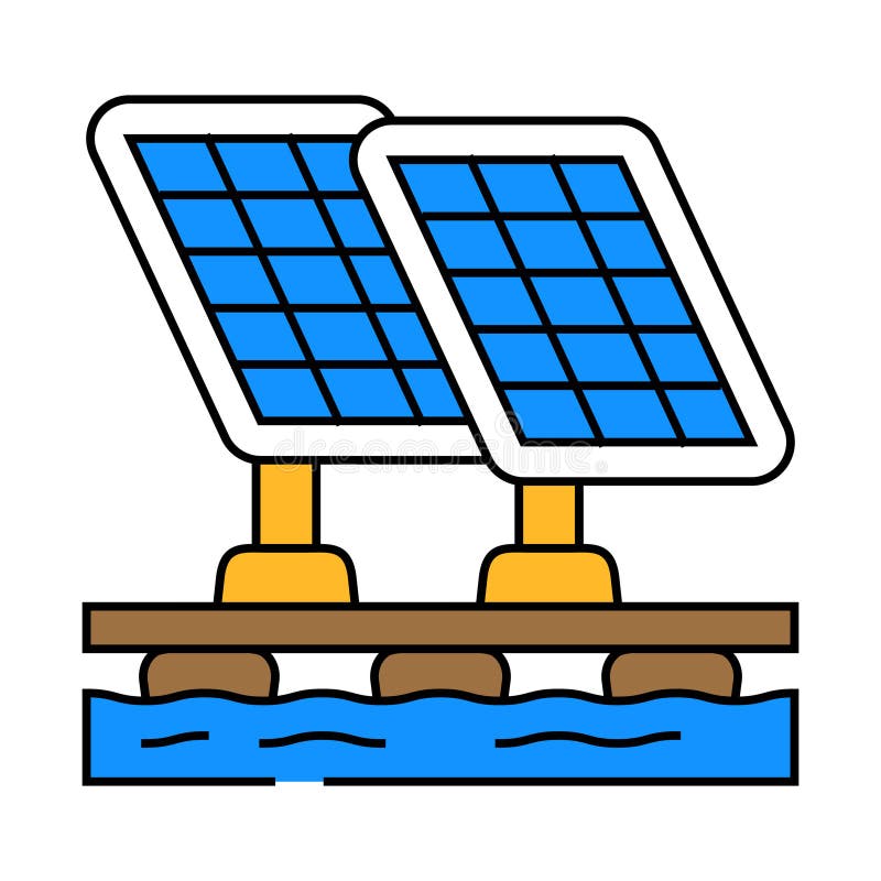 Floating Solar Panel Icon Color Illustration Stock Vector ...