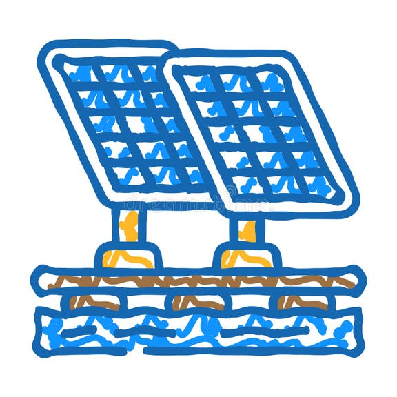 Floating Solar Panel Icon Doodle Illustration Stock Illustration ...