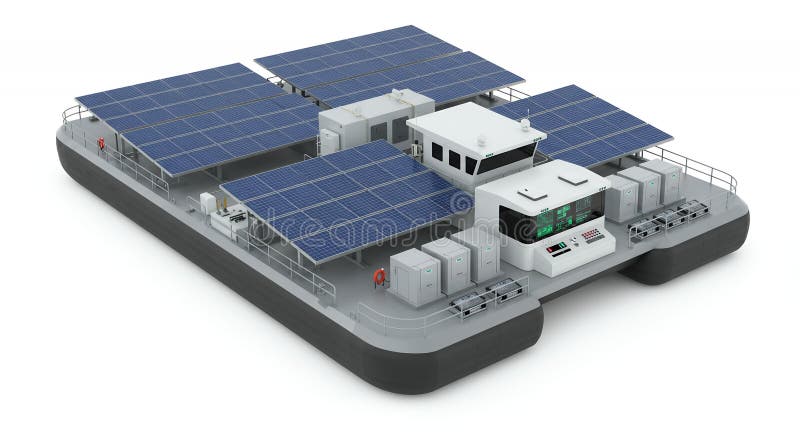Floating Solar Panel Installation on Platform with Energy Storage ...