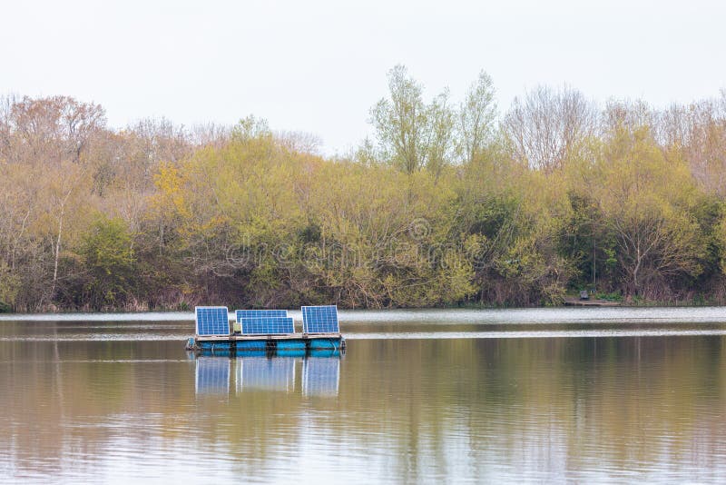 Floating Solar Panel on Lake, Renewable Energy Stock Image - Image of ...