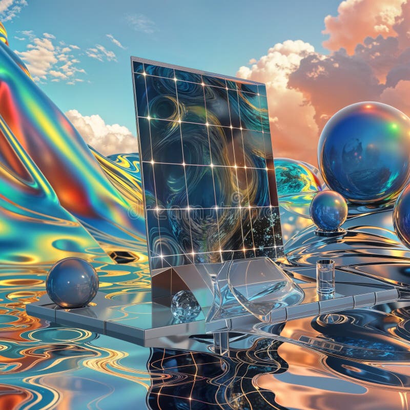 Floating Solar Reflection, Generative Ai Stock Illustration ...