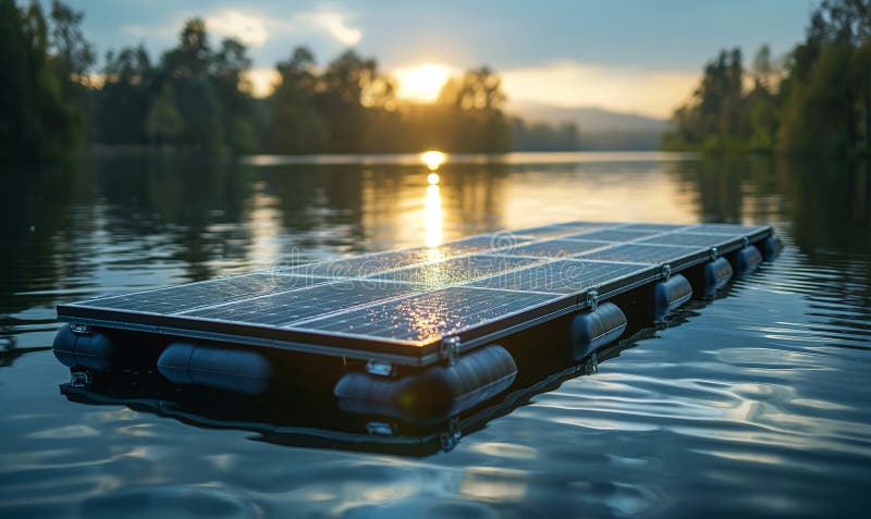 Floating Solar Panel System on a Lake. Stock Photo - Image of business ...