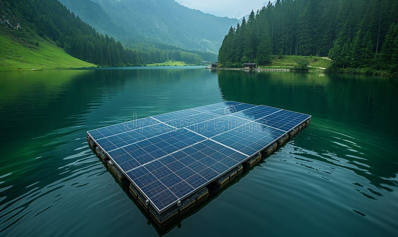 Floating Solar Panel System on a Lake. Stock Image - Image of industry ...
