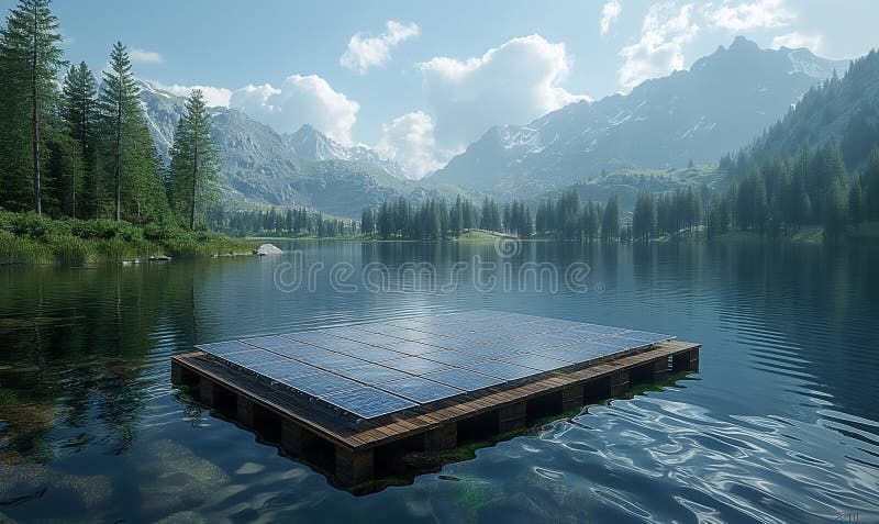 Floating Solar Panel System on a Lake. Stock Image - Image of supply ...