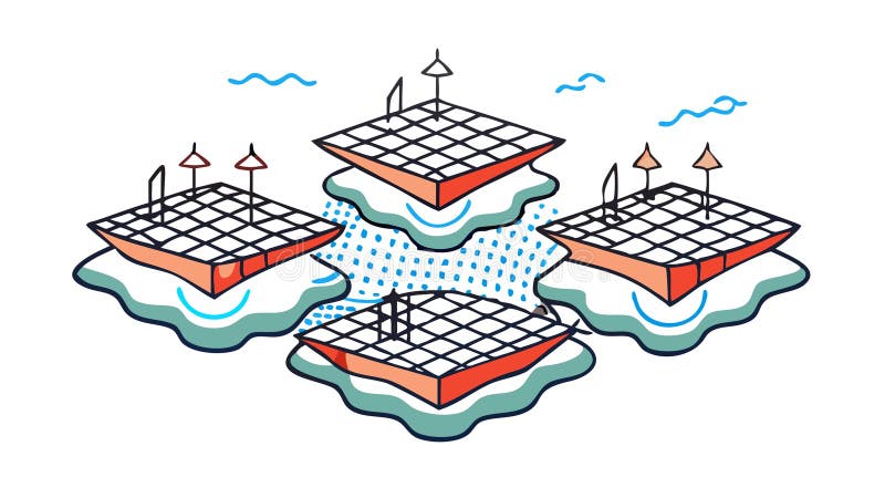 Floating Solar Panels for Aquatic Energy Capture, Vector Design ...