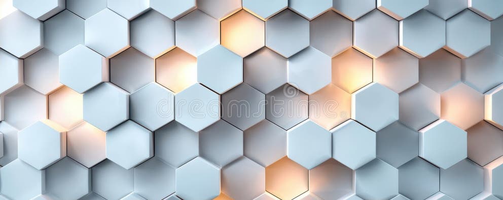 Floating Solid White Hexagons with Soft Lighting and Depth Effect Stock ...