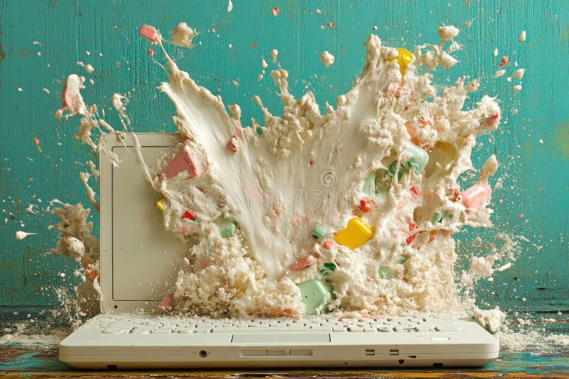 Floating in Space, the Old Laptop is Falling Apart. this Scenario ...