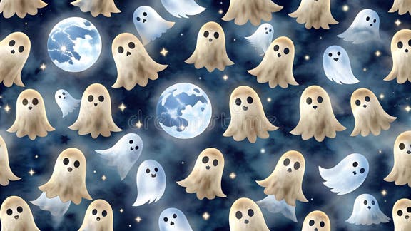 Floating Specters Adorned with Glowing Moonbeams AI Generated Stock ...