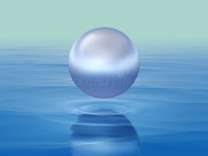 Floating Sphere Over a Water Surface Stock Illustration - Illustration ...