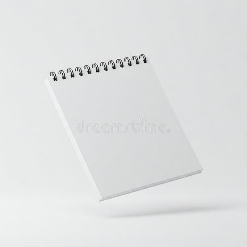 Floating Spiral-bound Notepad with Blank Cover, Solid White Background ...