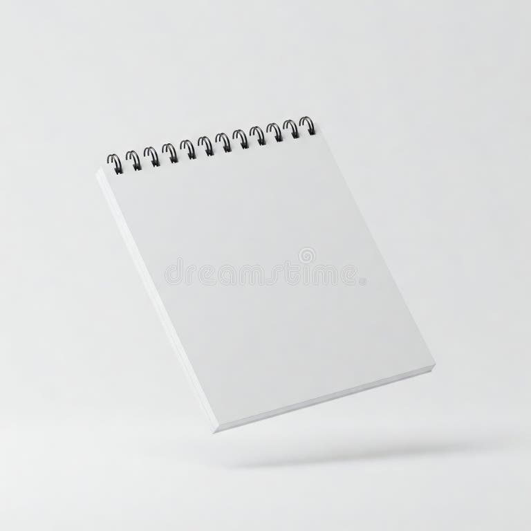 Floating Spiral-bound Notepad with Blank Cover, Solid White Background Stock Illustration ...