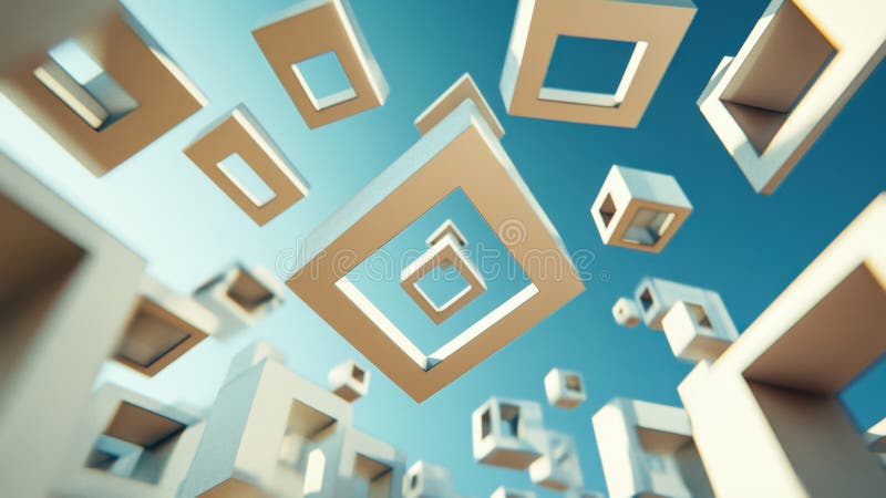 Floating Square Frames stock photo. Image of abstract - 379466658