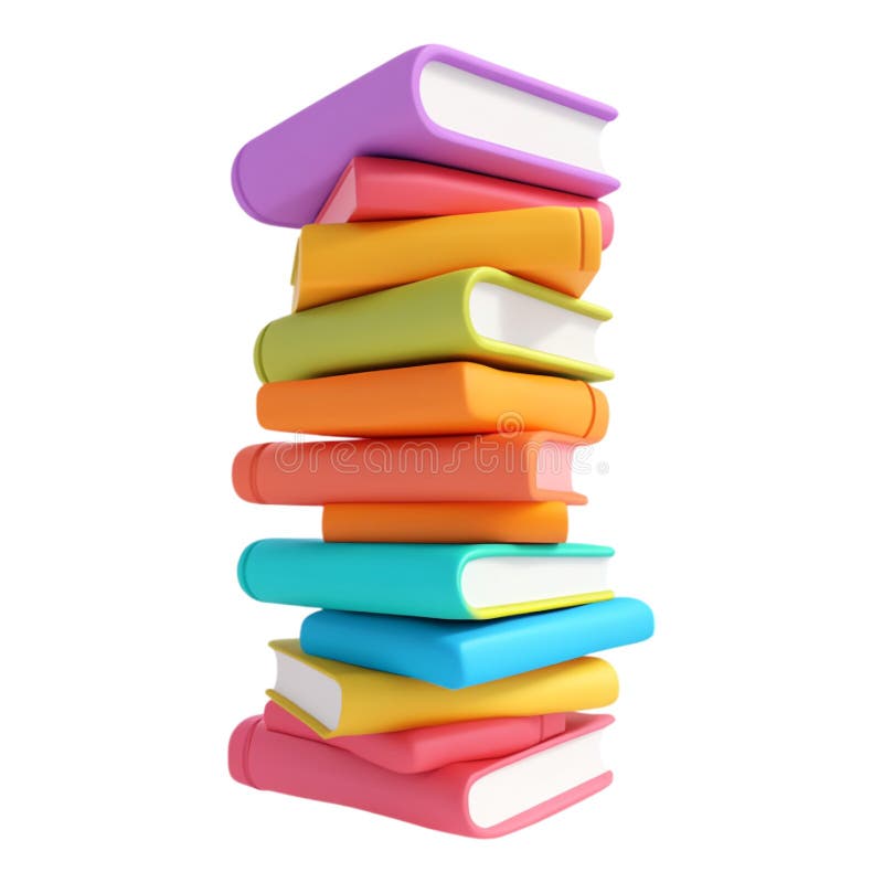 Floating Stack of Colored Books Against Transparent Background for ...