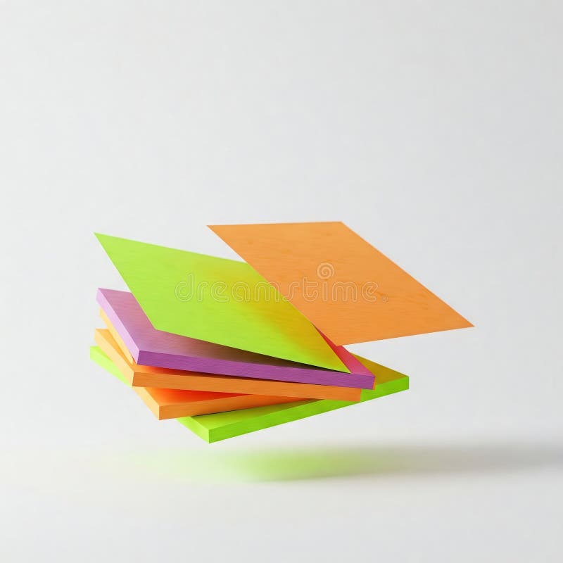A Floating Stack of Colorful Sticky Notes, Slightly Separated, Against ...