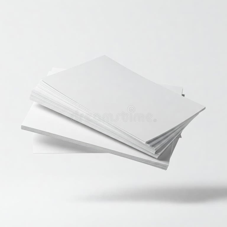 Floating Stack of A4 Paper Sheets, Slightly Fanned, Solid White ...