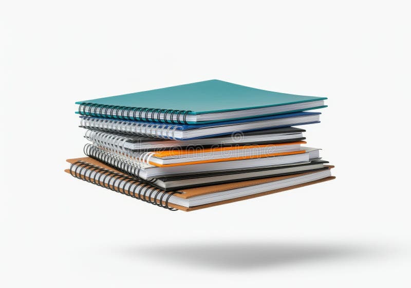 A Floating Stack of Spiral Notebooks in Different Colors, Perfectly ...