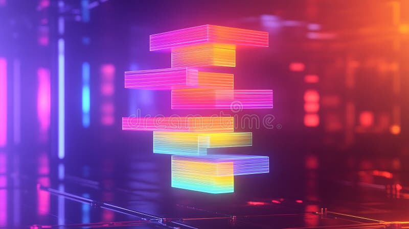 Vibrant Stacked Bar Chart with a Futuristic Background Stock ...