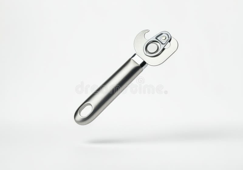 A Floating Stainless Steel Can Opener, Perfectly Horizontal, on a Solid ...