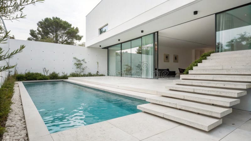 Floating Steps in a Minimalist Design Lead Gracefully into the Pool ...