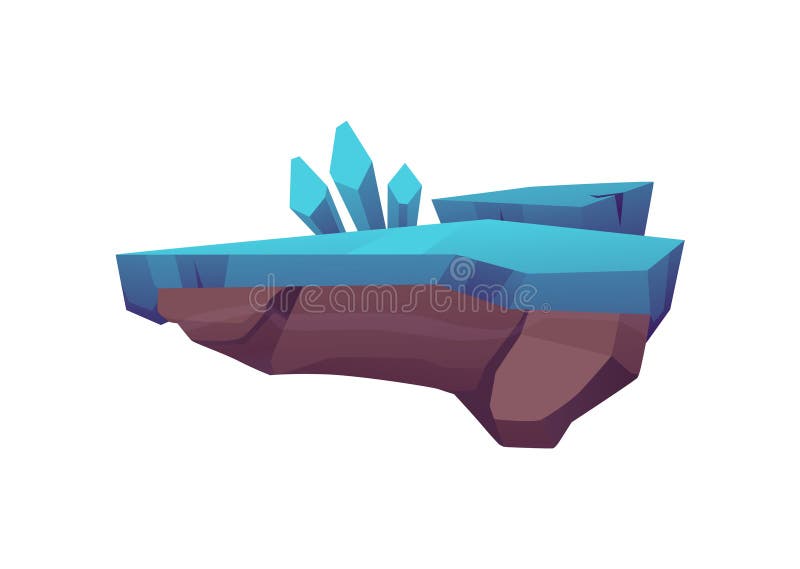 Floating Stone Ice Platform with Crystals for a Playful Design. Stock ...