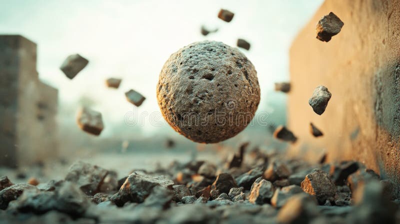 Floating Stone in Motion stock illustration. Illustration of design ...