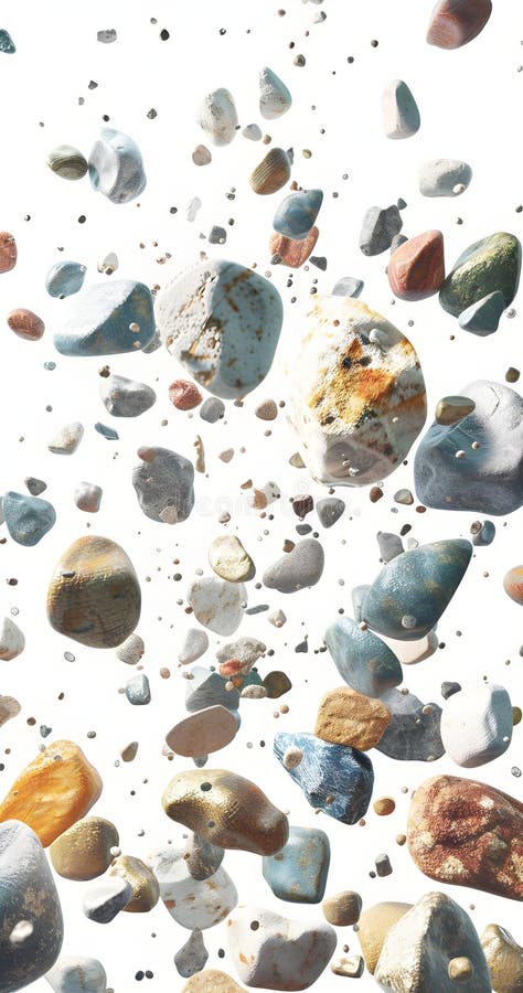 Floating Stones on White Background for Visual Impact Stock ...