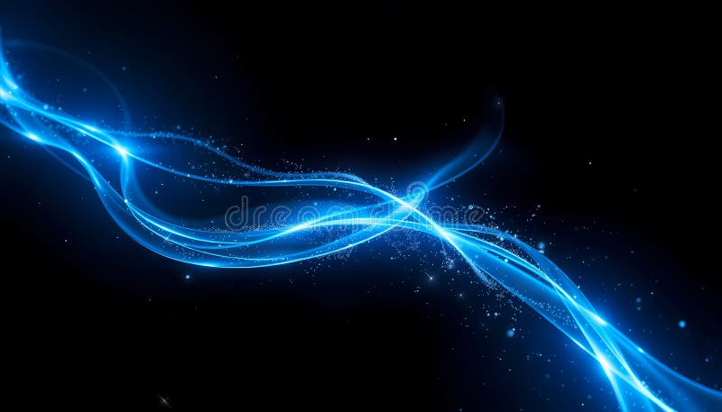 Floating Strands Blue White Light Weaving through Cosmic Void Stock ...